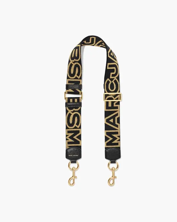 Marc Jacobs The Outline Logo Webbing Strap - Black/gold