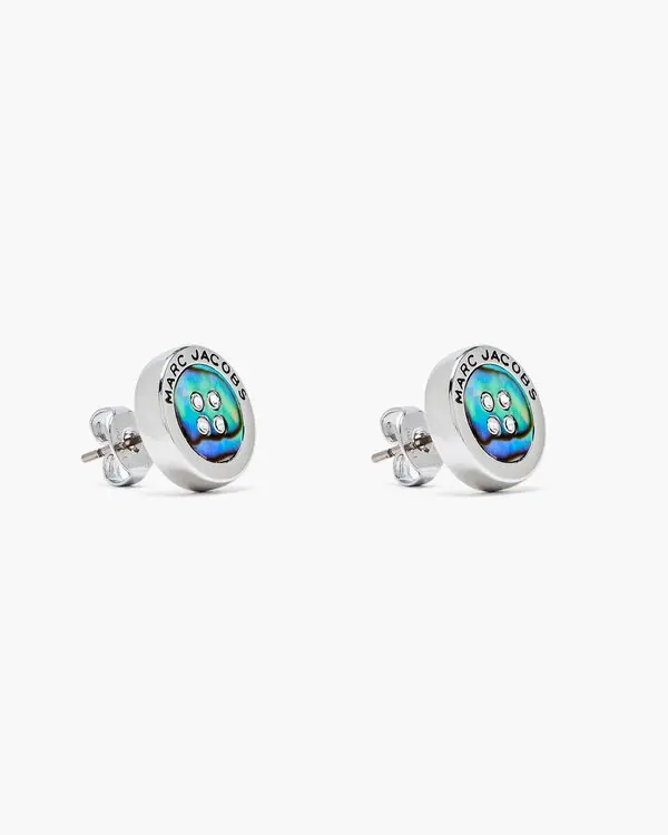 Marc Jacobs Button Abalone Stud Earrings - Silver/abalone