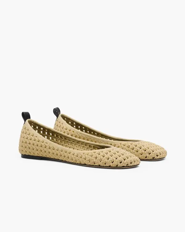 Marc Jacobs Crochet Lace-up Ballerina Flats - Champagne