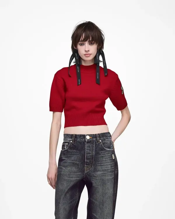 Marc Jacobs Tattoo Patch Mock Neck Sweater In Size