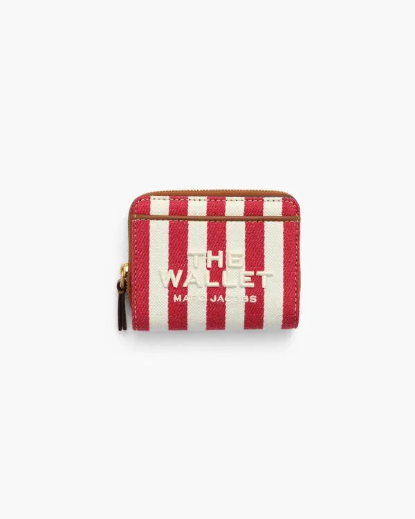 Marc Jacobs The Stripe Canvas Mini Compact Wallet - True Red Multi
