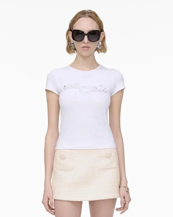 Marc Jacobs Charm Logo Shrunken Tee In Size - White