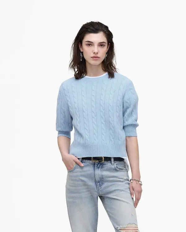 Marc Jacobs Open Back Bow Cable Sweater In Size