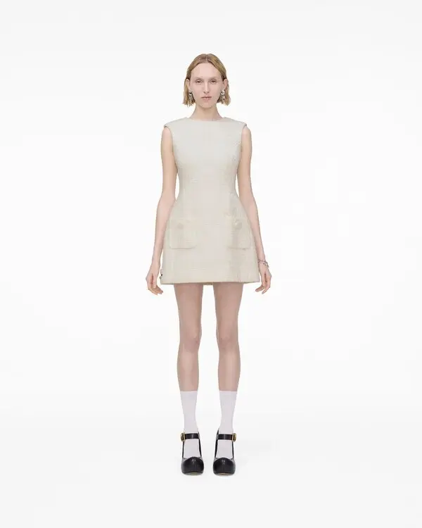 Marc Jacobs Sculptural Tweed Dress In Size - Ivory
