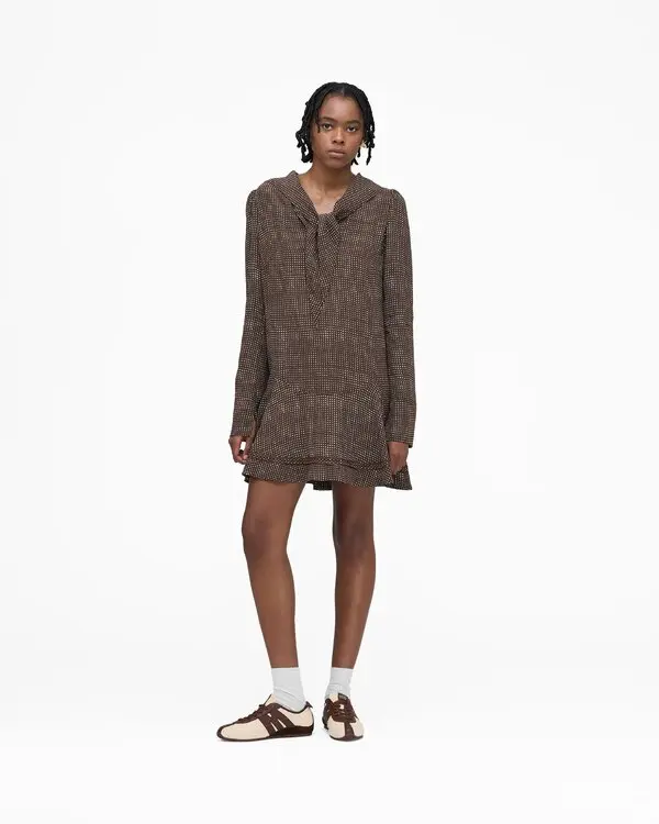 Marc Jacobs Sailor Longsleeve Dress In Size - Espresso Multi