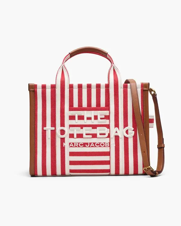 Marc Jacobs The Stripe Canvas Medium Tote Bag - True Red Multi