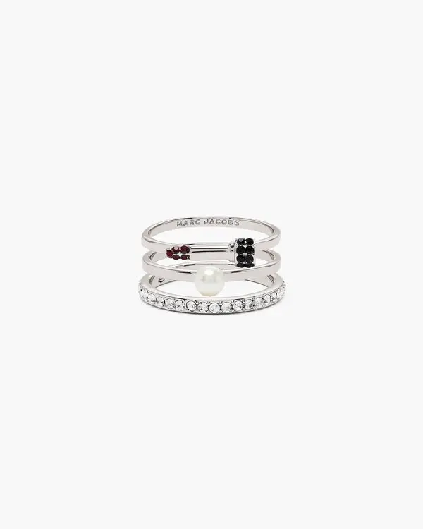 Marc Jacobs Rouge Ring Set - Silver/multi