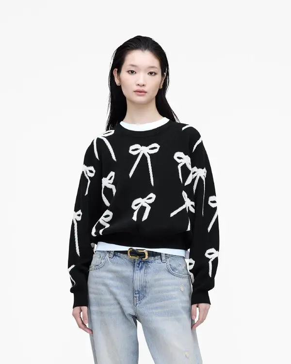 Marc Jacobs Bow Jacquard Sweater Dress In Size
