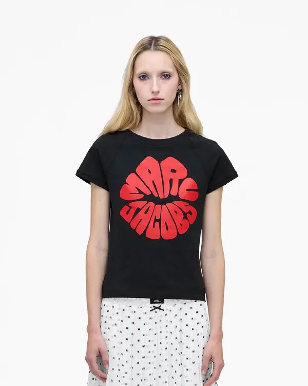 Marc Jacobs Marc Kiss Logo Shrunken Tee In Size