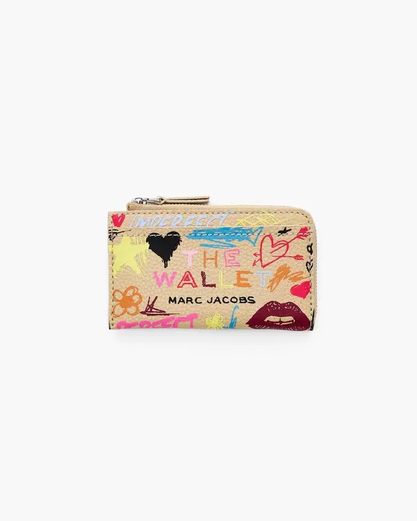 Marc Jacobs The Punk Scribble Top Zip Multi Wallet - Beige Multi