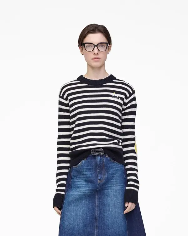 Marc Jacobs Joy Striped Crewneck - Black/white