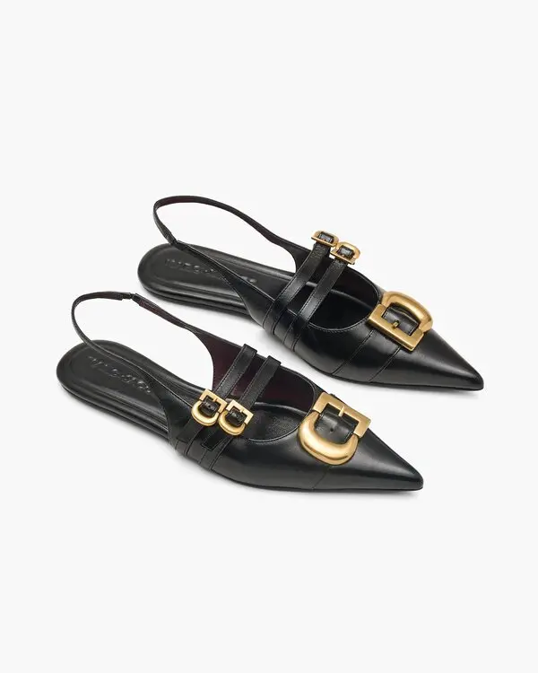 Marc Jacobs The Doll Shoe Slingback With Decorative Straps And Gold Buckle