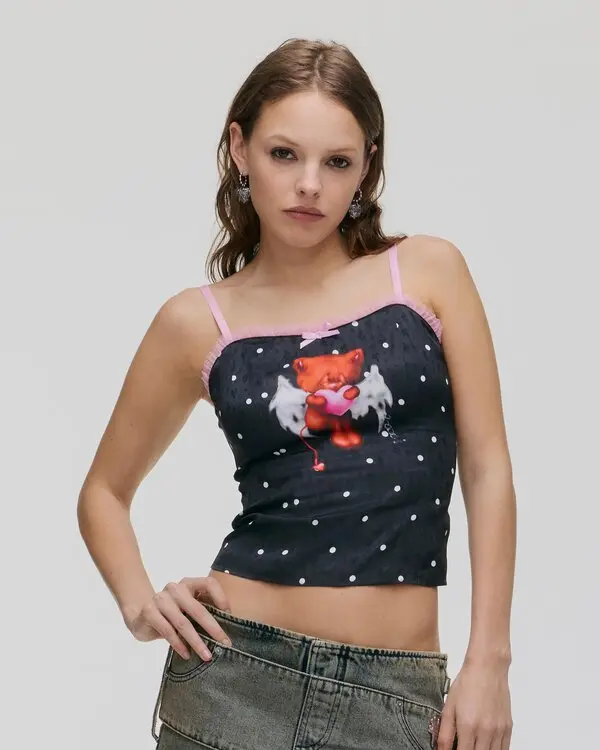 Marc Jacobs Heavy Heart Spots Satin Tank In Size
