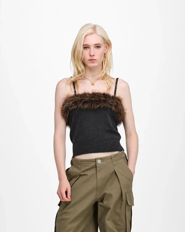 Marc Jacobs Faux Fur Lined Knit Tank In Size