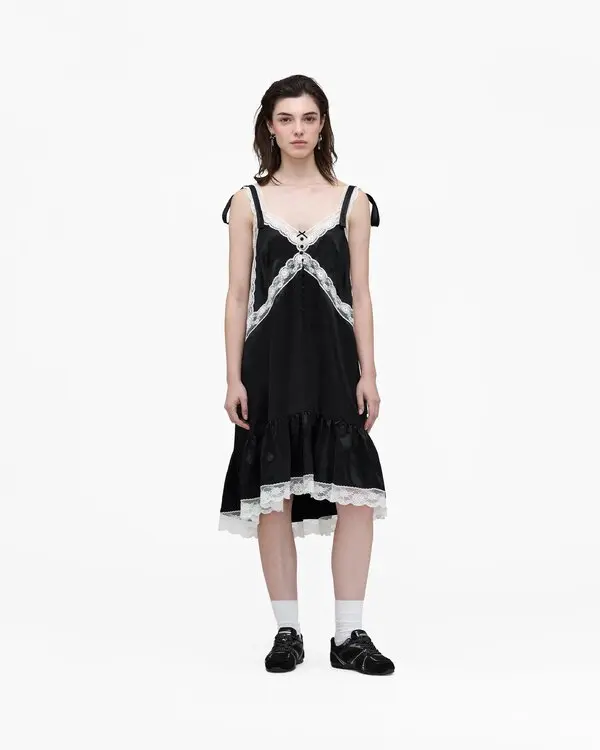Marc Jacobs Satin Lace Slip Midi Dress In Size