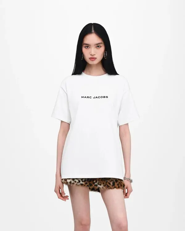 Marc Jacobs Bow Logo Oversized Tee In Size - White