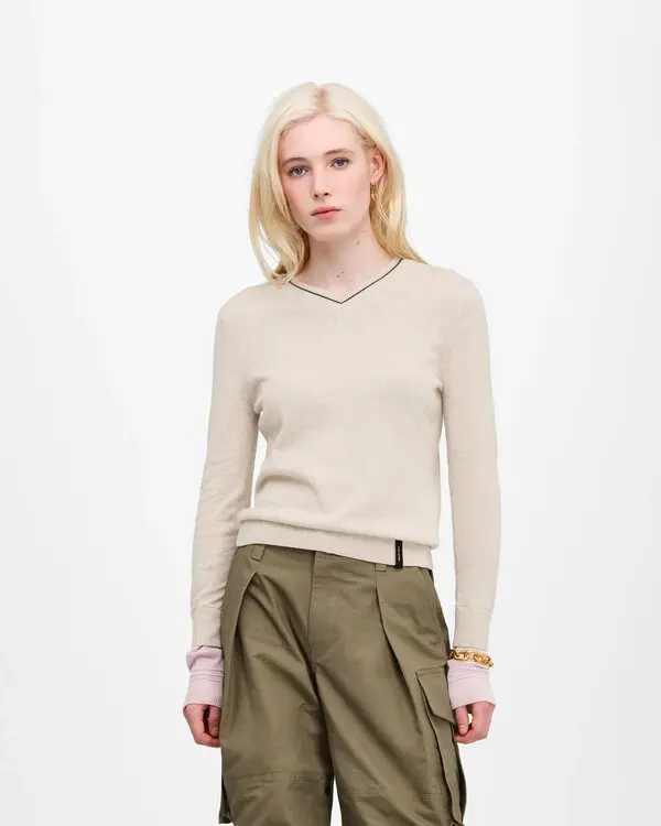 Marc Jacobs Layered V-neck Sweater In Size - Ivory