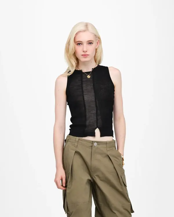Marc Jacobs Sheer Paneled Knit Tank In Size