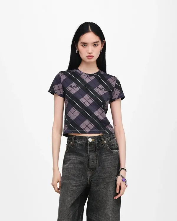 Marc Jacobs Plaid Logo Baby Tee In Size