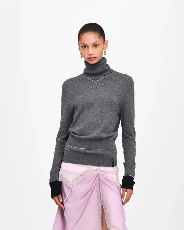Marc Jacobs Layered Turtleneck Sweater In Size - Grey