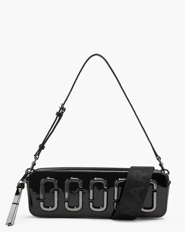 Marc Jacobs Snapshot E/w Shoulder Bag In Dtm Patent - Black