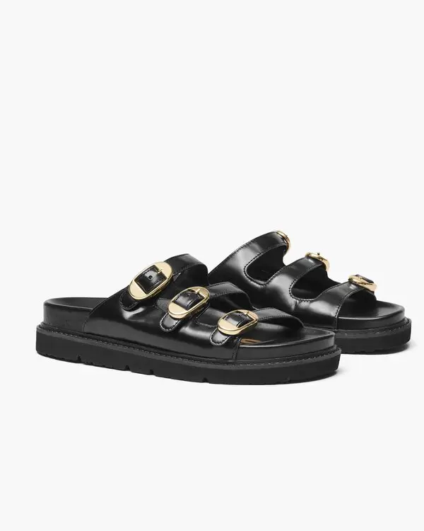 Marc Jacobs Leather Kiki Slides - Black