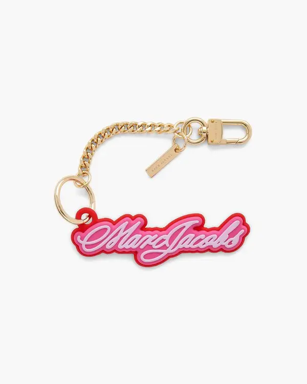 Marc Jacobs The Cursive Logo Bag Charm - Bow Pink Multi