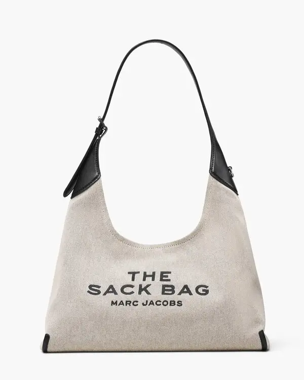 Marc Jacobs Leather-trim Canvas Belted Sack Bag - Ivory/black