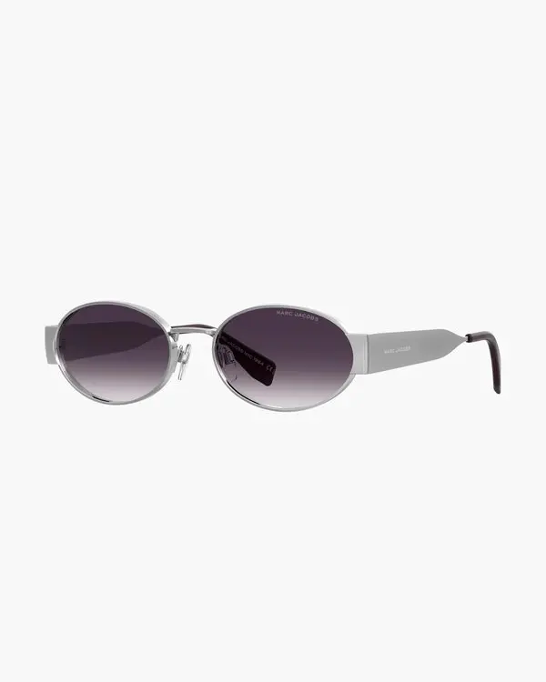 Marc Jacobs Oval Sunglasses With Logo Detailing - Silver
