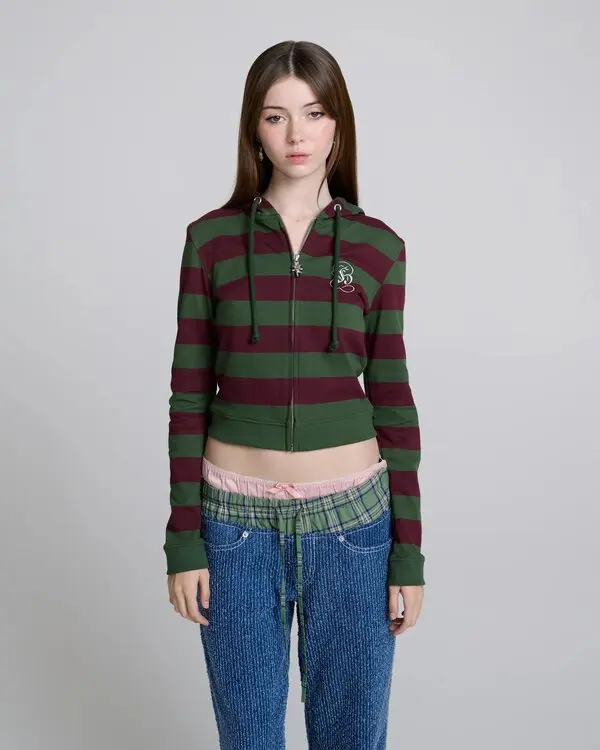 Marc Jacobs Fitted Stripe Zip-up Hoodie In Size
