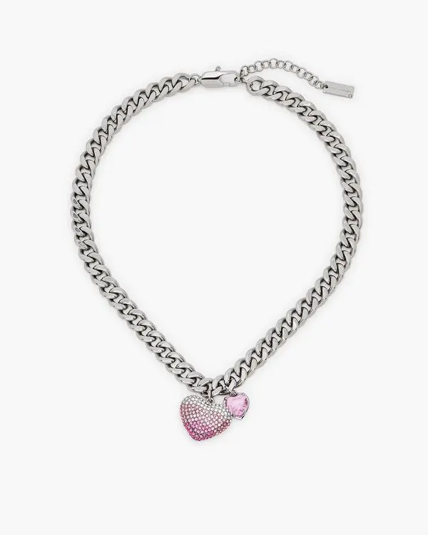 Marc Jacobs Heart Balloon Pave Necklace - Silver/rose