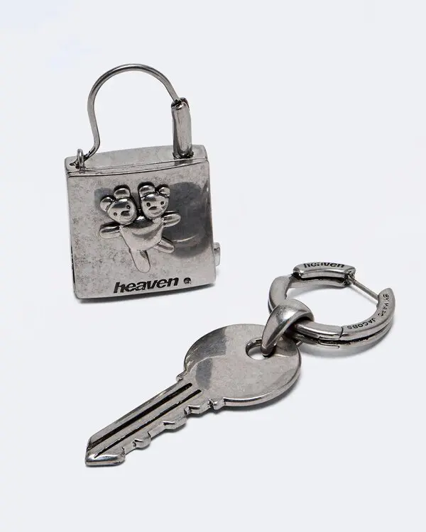 Marc Jacobs Lock And Key Earrings - Aged Silver