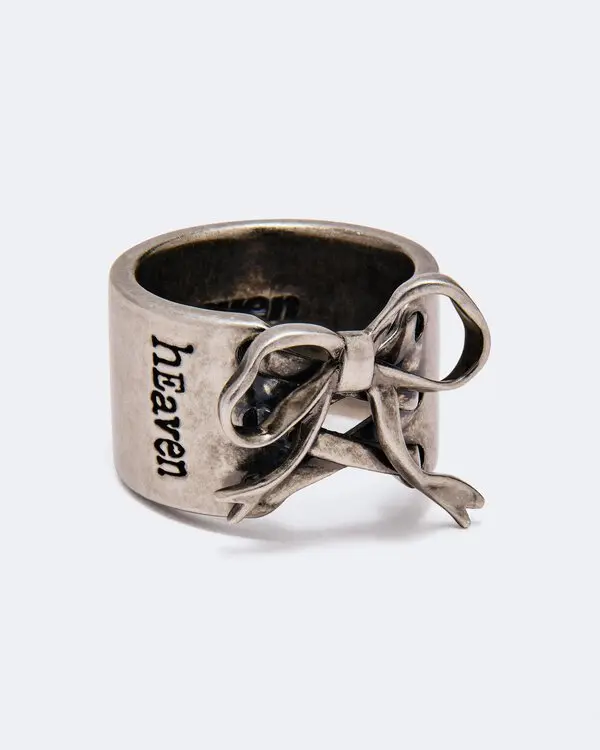 Marc Jacobs Corset Ring With Bow Detail - Aged Silver