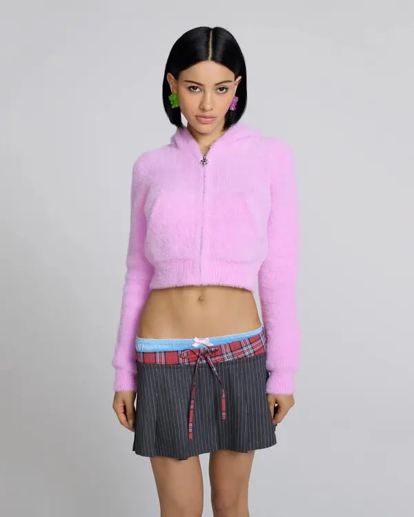 Marc Jacobs Fuzzy Shrunken Knit Zip-up Hoodie
