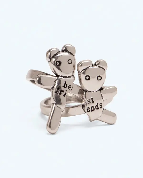 Marc Jacobs Double Headed Teddy Friendship Ring Set - Silver Ox