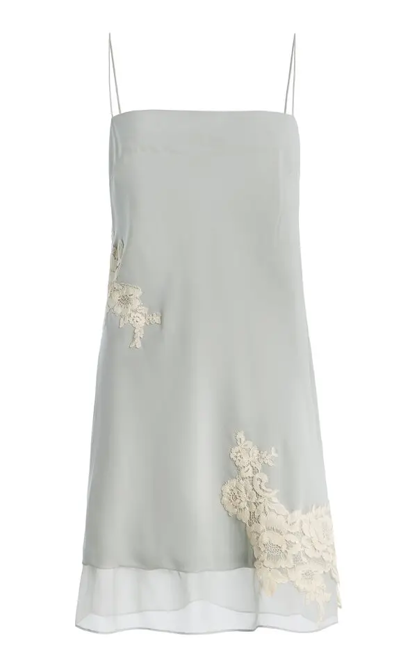 SIR. Noria Embroidered Silk Mini Dress - Blue