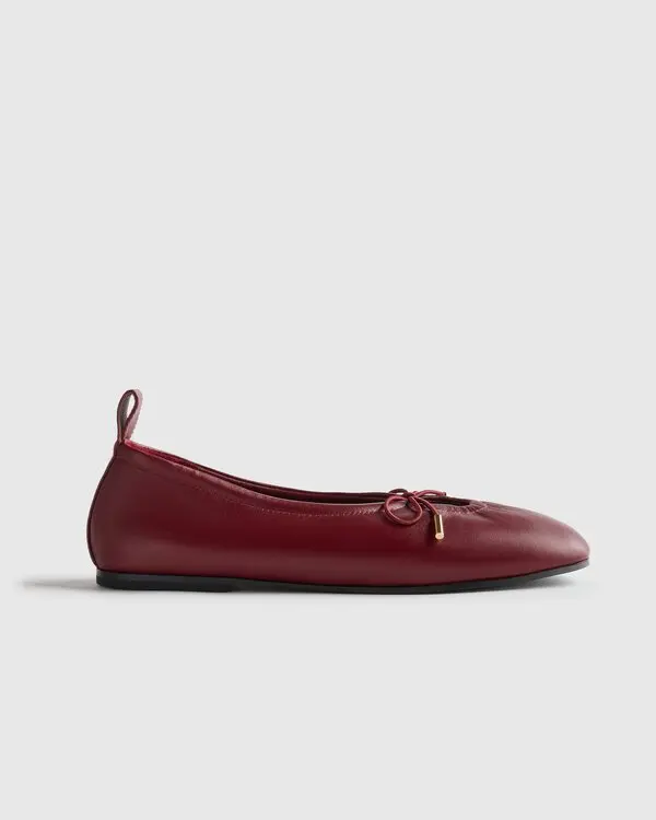 Quince Italian Leather Keyhole Ballet Flat - Garnet