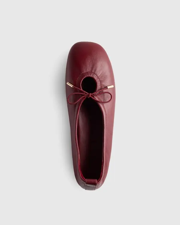 Quince Italian Leather Keyhole Ballet Flat - Garnet
