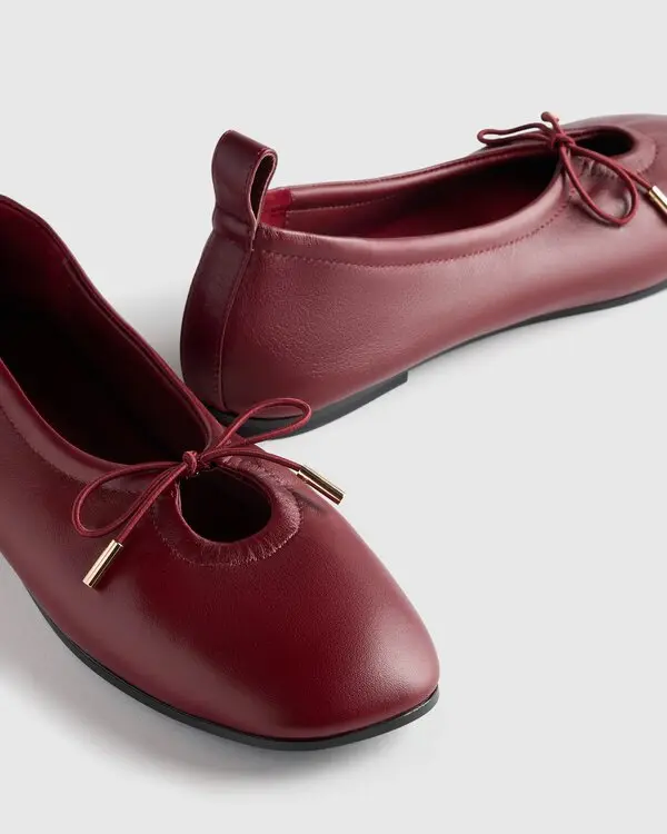 Quince Italian Leather Keyhole Ballet Flat - Garnet