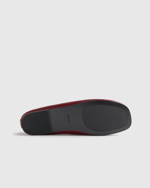 Quince Italian Leather Keyhole Ballet Flat - Garnet