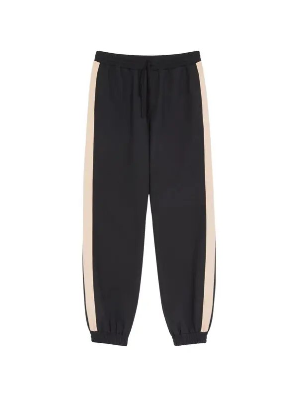 Valentino Garavani Vgold Nylon Track Trousers With Contrast Side Band And Gold V Pocket Detail - Black