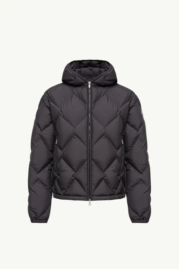Moncler Arvouinne Hooded Triangle-quilted Short Down Jacket - Black