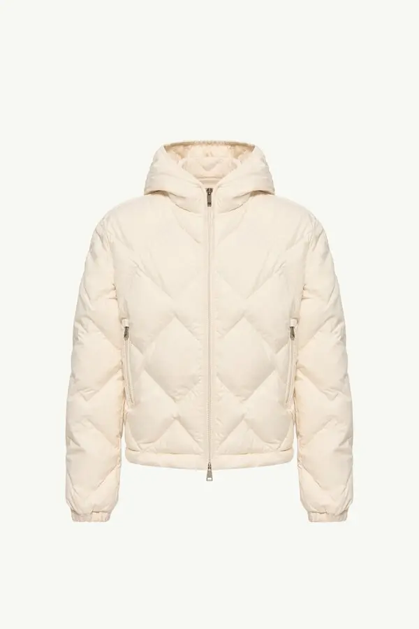 Moncler Arvouinne Hooded Short Down Jacket - White