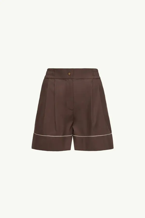Moncler Tailored Cotton Blend Shorts - Brown