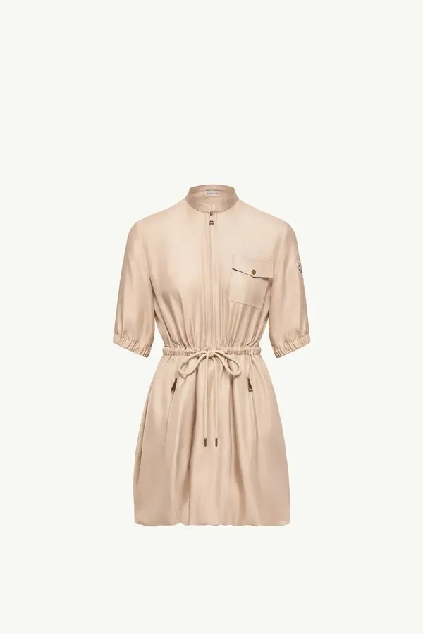 Moncler Silk Twill Mini Shirt Dress