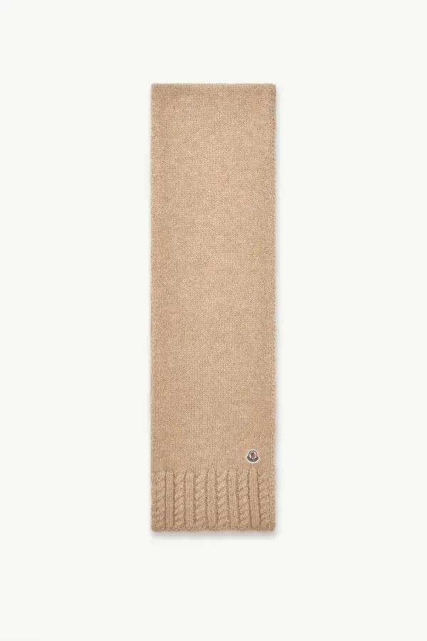 Moncler Alpaca Blend Knit Scarf - Beige