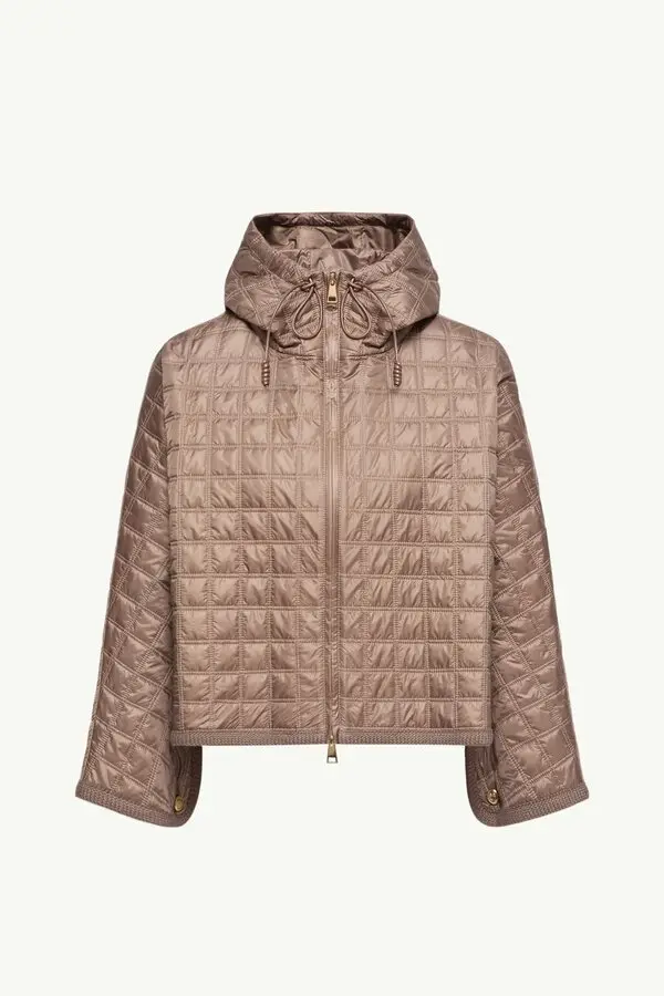 Moncler Hooded Square-quilted Padded Cape - Brown
