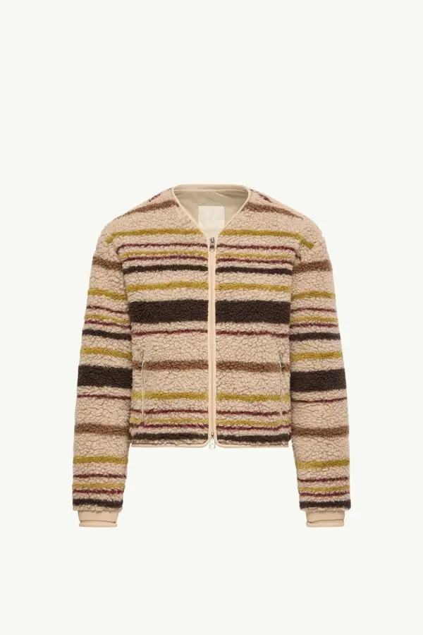 Moncler Striped Teddy Zip-up Cardigan