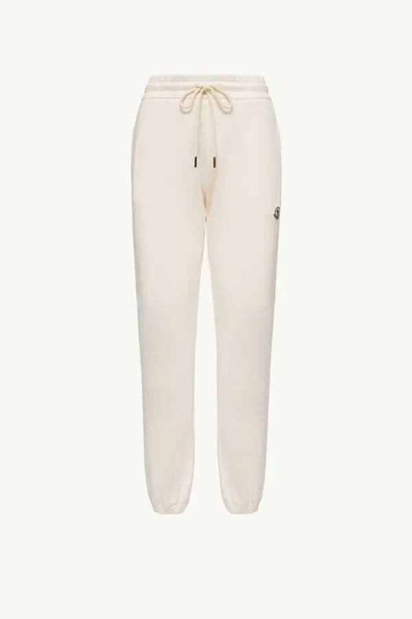 Moncler Logo Cotton Blend Fleece Sweatpants - White
