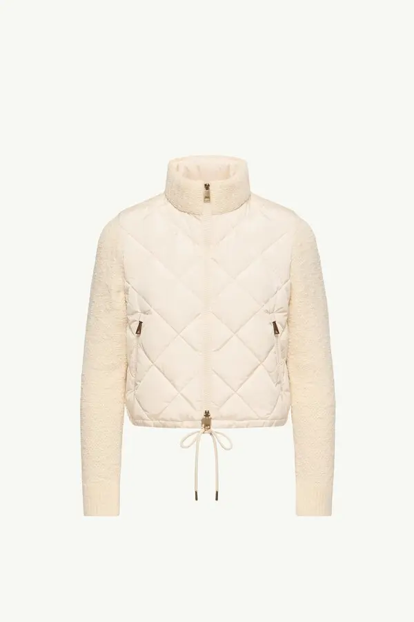 Moncler Cotton Blend Padded Zip-up Cardigan - White